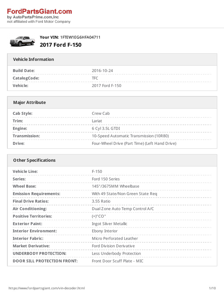 2017 Ford F150 Owners Manual