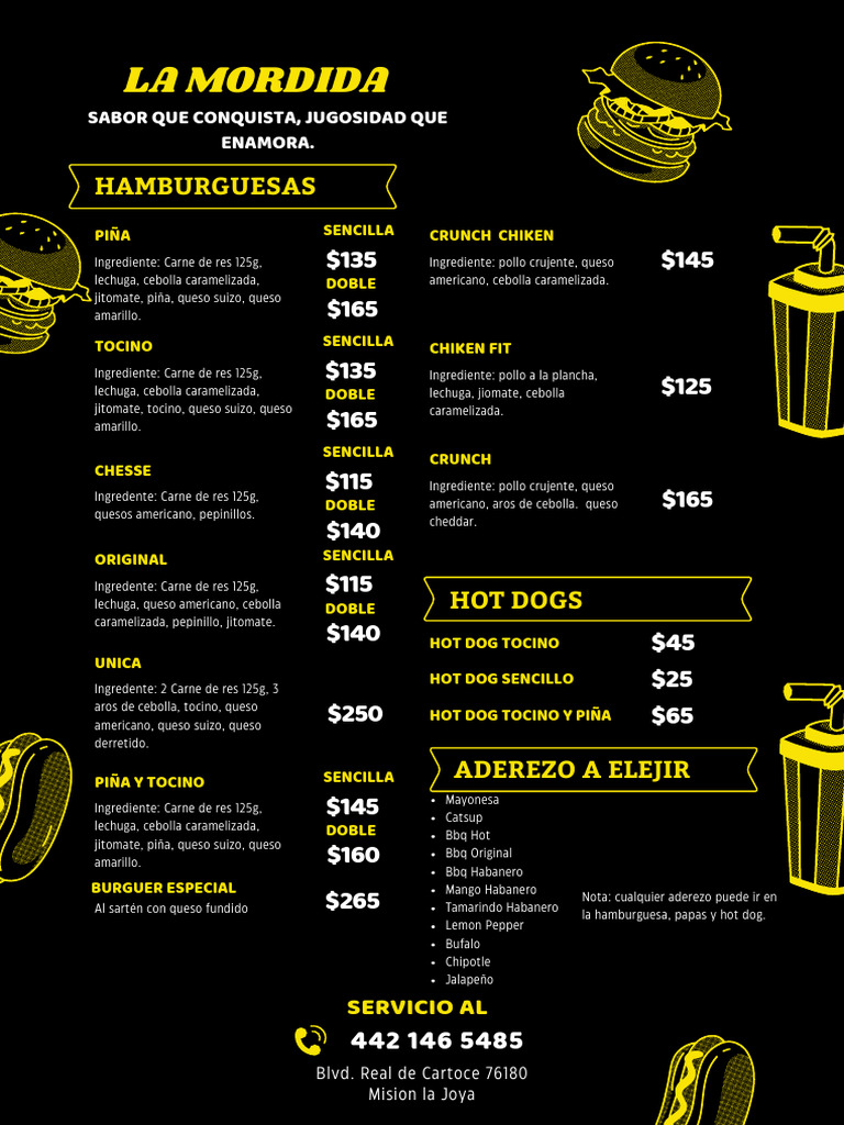 Menú de Comida Rápida Color Negro y Amarillo - 20250623 - 191022 - 0000 ...