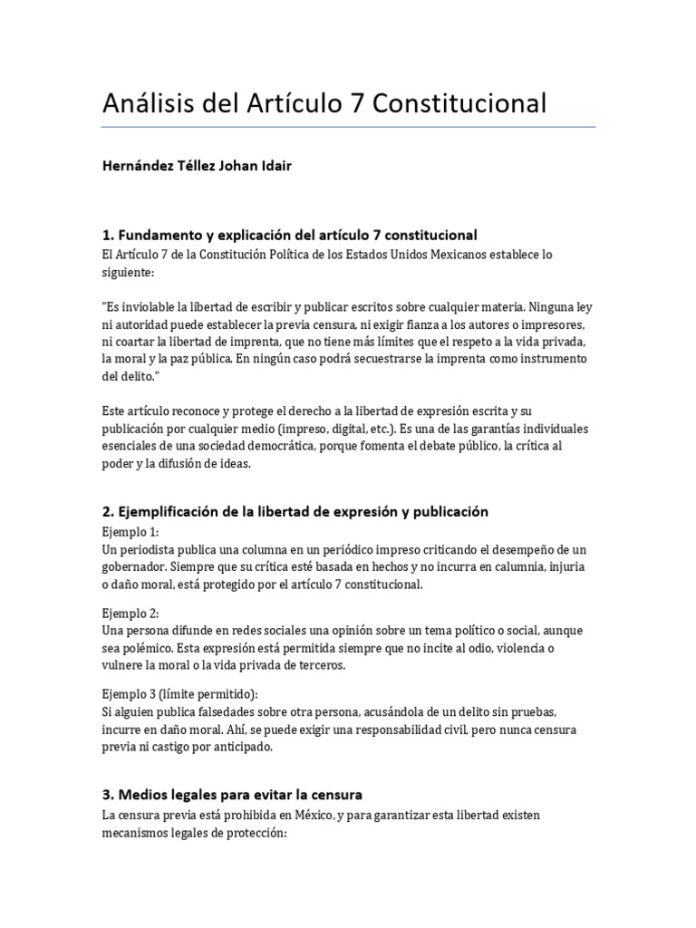 Analisis Articulo 7 Constitucional | PDF | Libertad de expresión | Gobierno