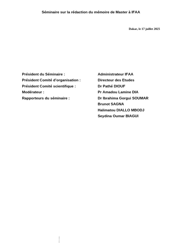 Séminaire Rédaction Master IFAA 2025 | PDF