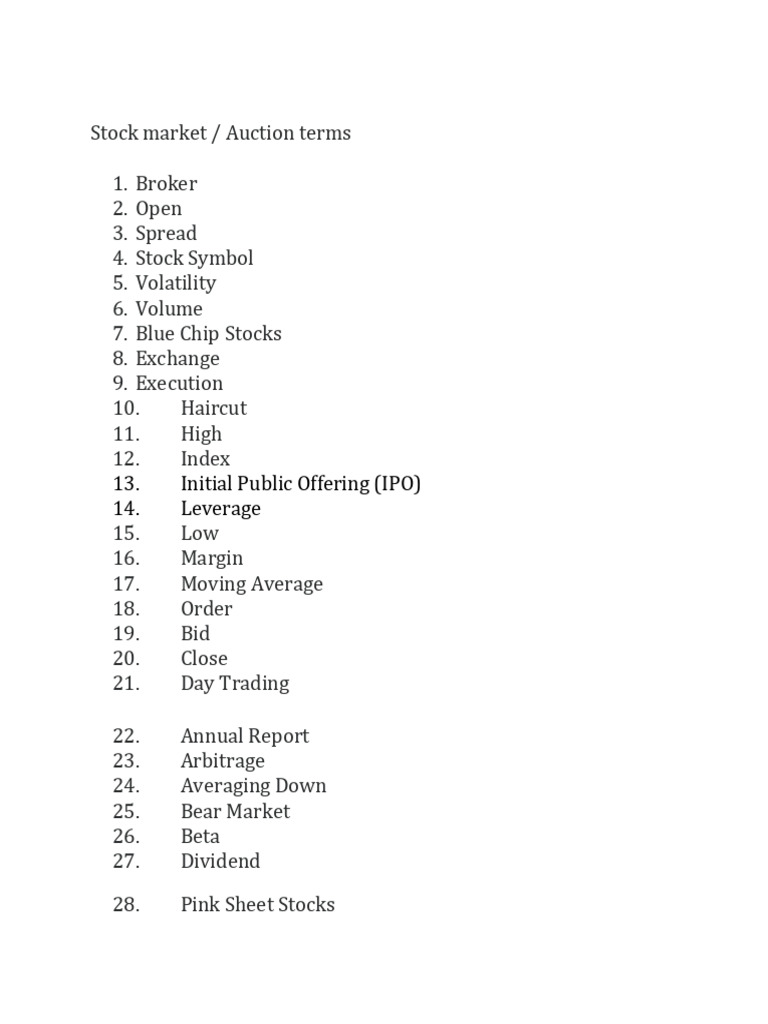 Essential Stock Market Terms Explained | PDF | Stocks | Margin (Finance)