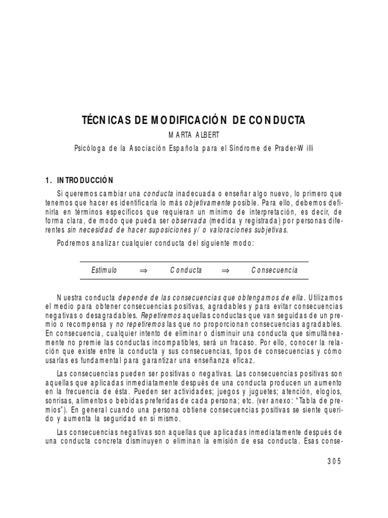 Técnicas de Modificación de Conducta | PDF | Comportamiento ...