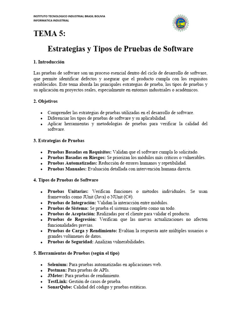 Estrategias y Tipos de Pruebas de Software | PDF | Software | Pruebas ...