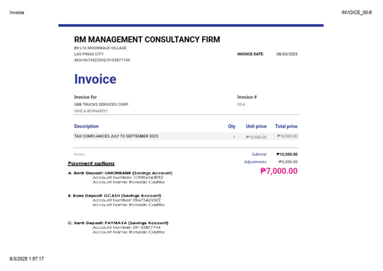 Invoice - 006 | PDF