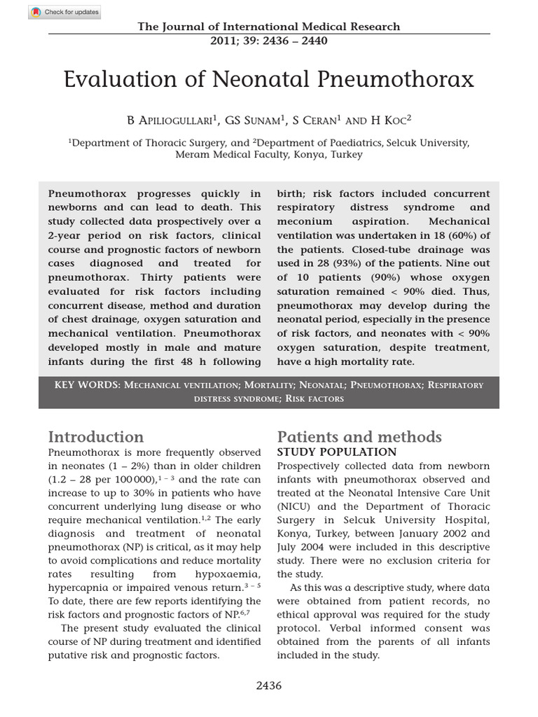 Evaluation of Neonatal Pneumothorax | PDF | Preterm Birth | Medical ...