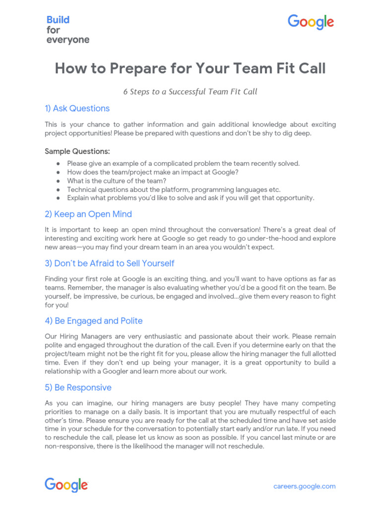 Preparing for Google Fit Calls | PDF | Psychology | Human Communication