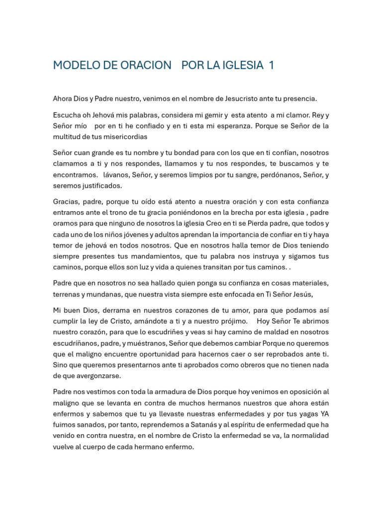 Oración Poderosa por la Iglesia | PDF | Cristo (título) | Oración