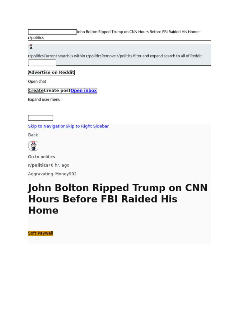 Bolton Criticizes Trump Before FBI Raid | PDF | World Wide Web ...