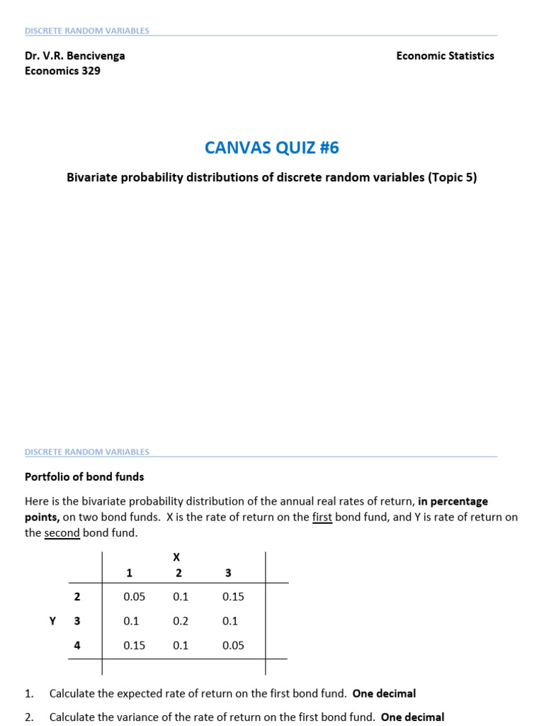 Bivariate Probability Distributions in Finance | PDF | Probability ...