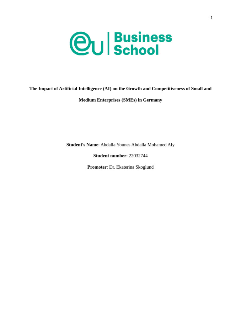 AI Adoption in German SMEs Revised Opened | PDF | Artificial Intelligence | Intelligence (AI ...