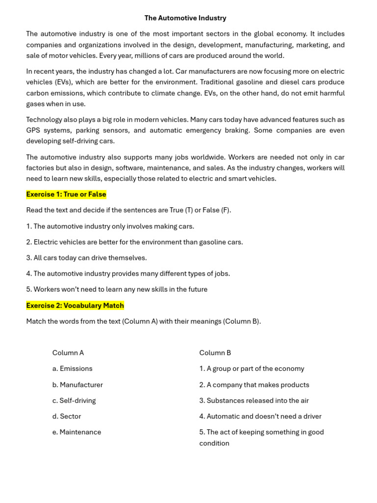 Overview of the Automotive Industry | PDF