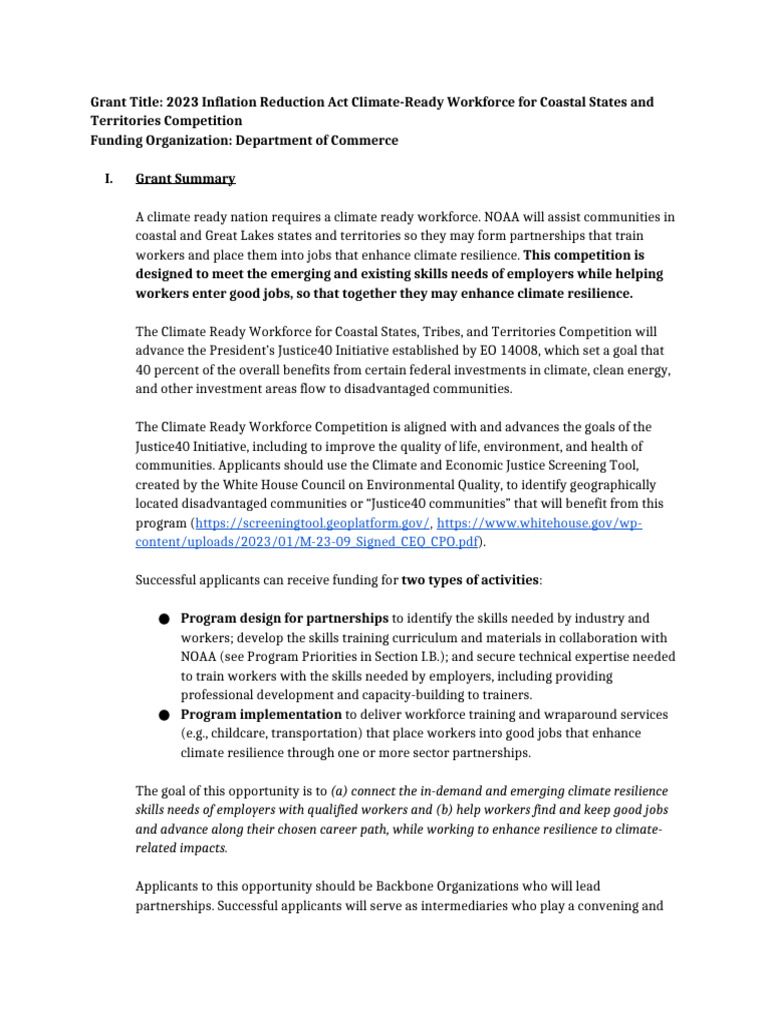 2023 Inflation Reduction Act Summary | PDF | Employment | Climate Resilience