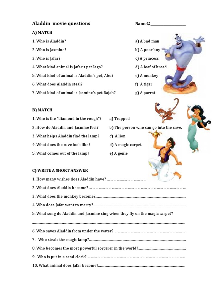 Aladdin Movie Questions | PDF