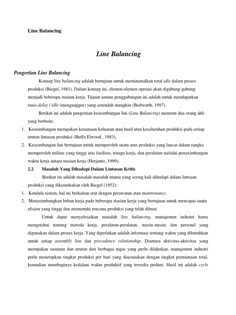 Line Balancing | PDF | Metode & Bahan Ajar | Komputer