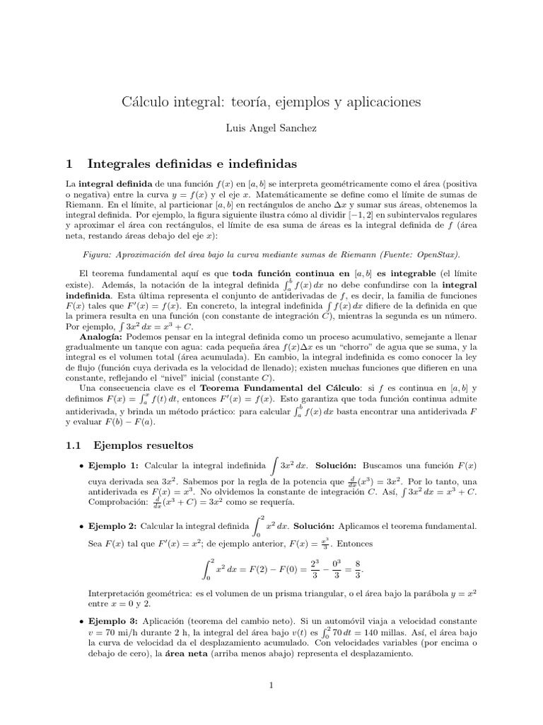 Cálculo Integral: Teoría y Ejemplos | PDF | Integral | Análisis matemático