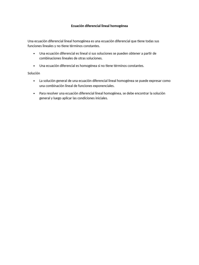 Una Ecuación Diferencial Lineal Homogénea | PDF