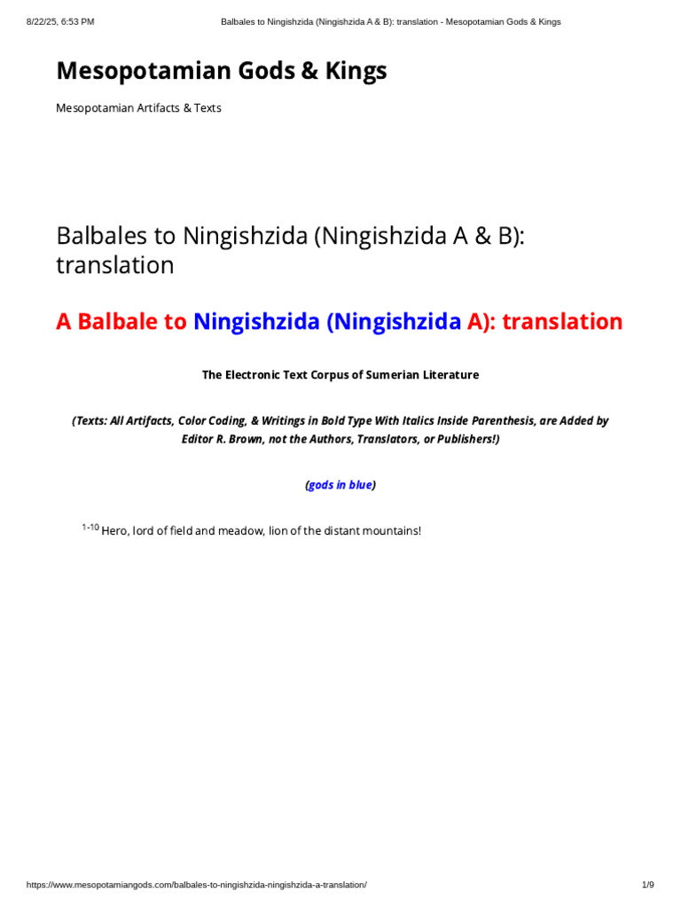 Balbale to Ningishzida Translation | PDF | Comparative Mythology ...