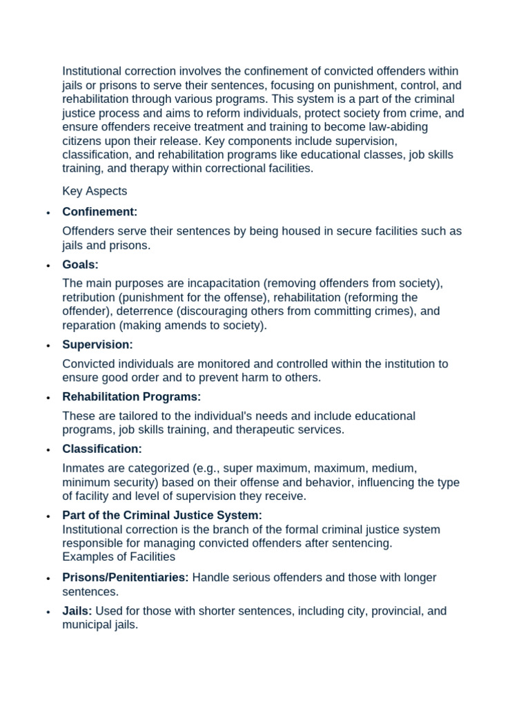 Rehabilitation in Institutional Correction | PDF