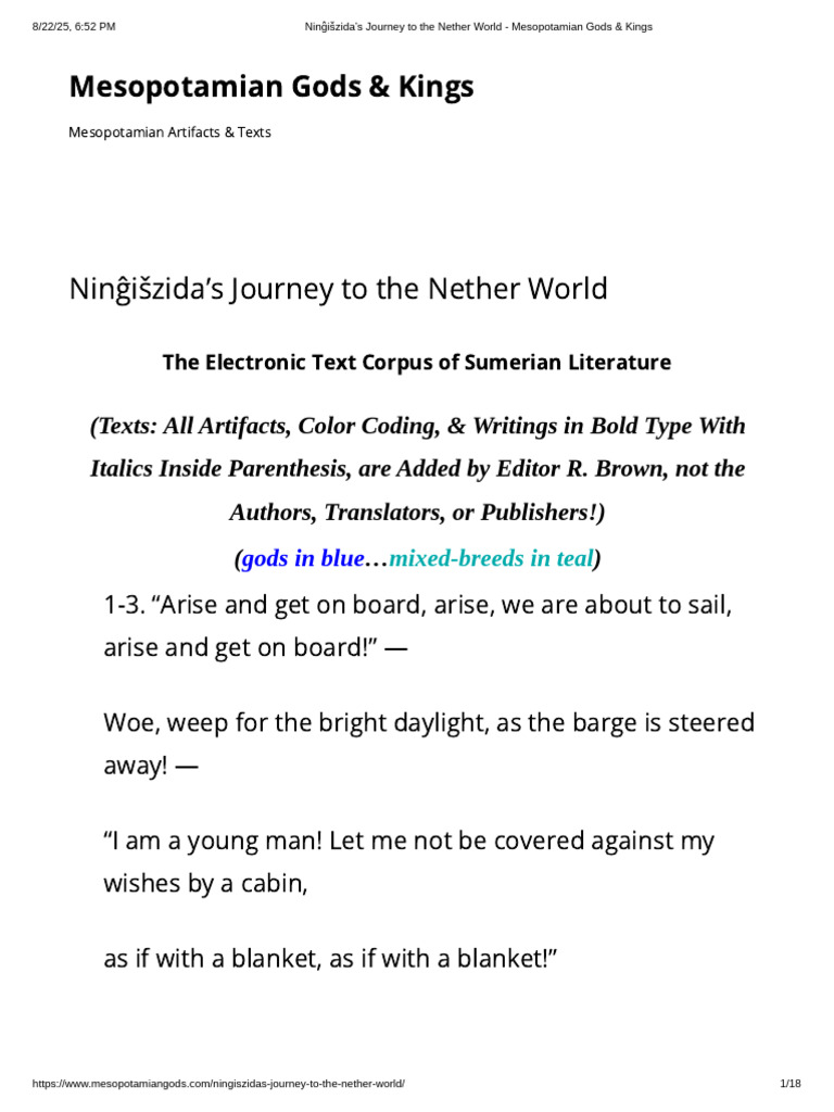 Ninĝišzida's Journey To The Nether World - Mesopotamian Gods & Kings ...