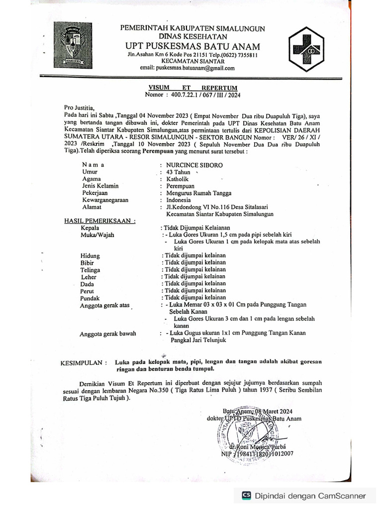 Hasil Visum Simalango | PDF