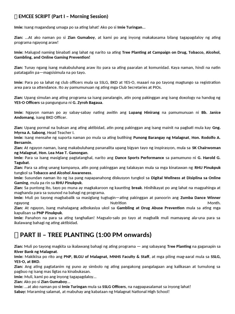 Emcee Script For Symposium | PDF