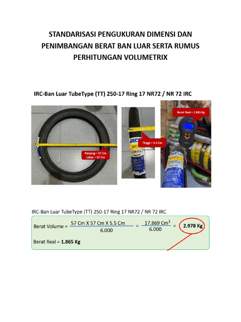 Standarisasi Pengukuran Dimensi Dan Penimbangan Berat Ban Luar Serta ...