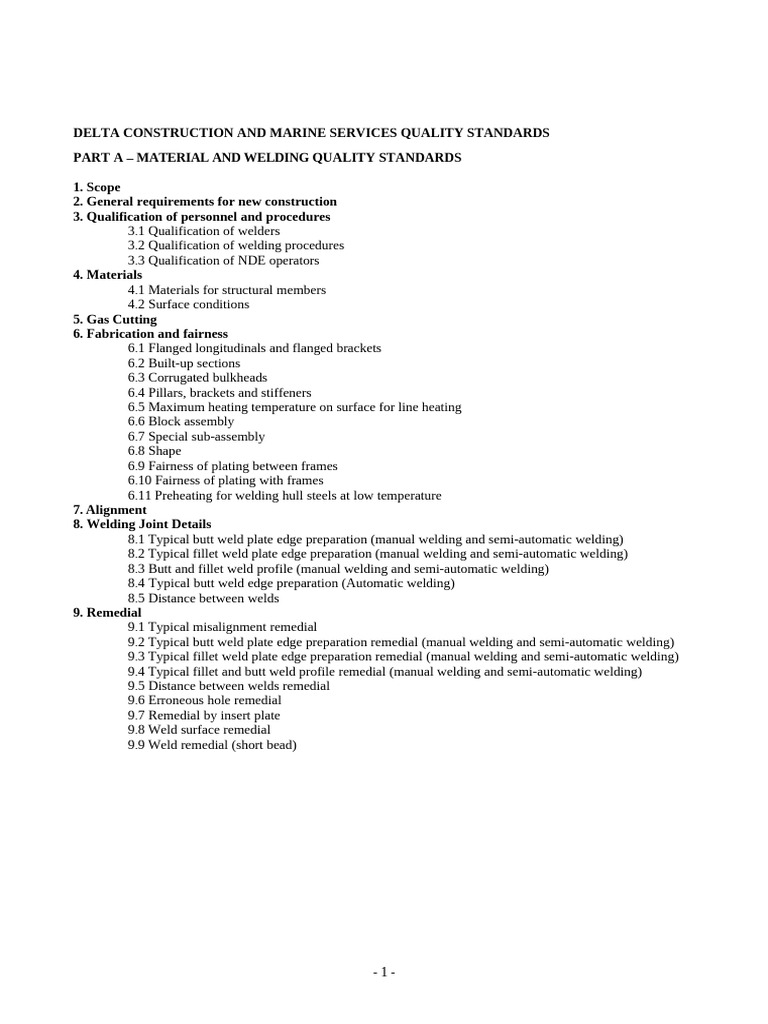 Material and Welding Quality Standard | PDF | Deck (Ship) | Welding
