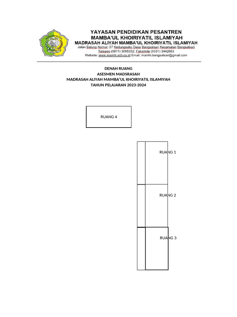 Denah Ruang Madrasah 2023-2024 | PDF