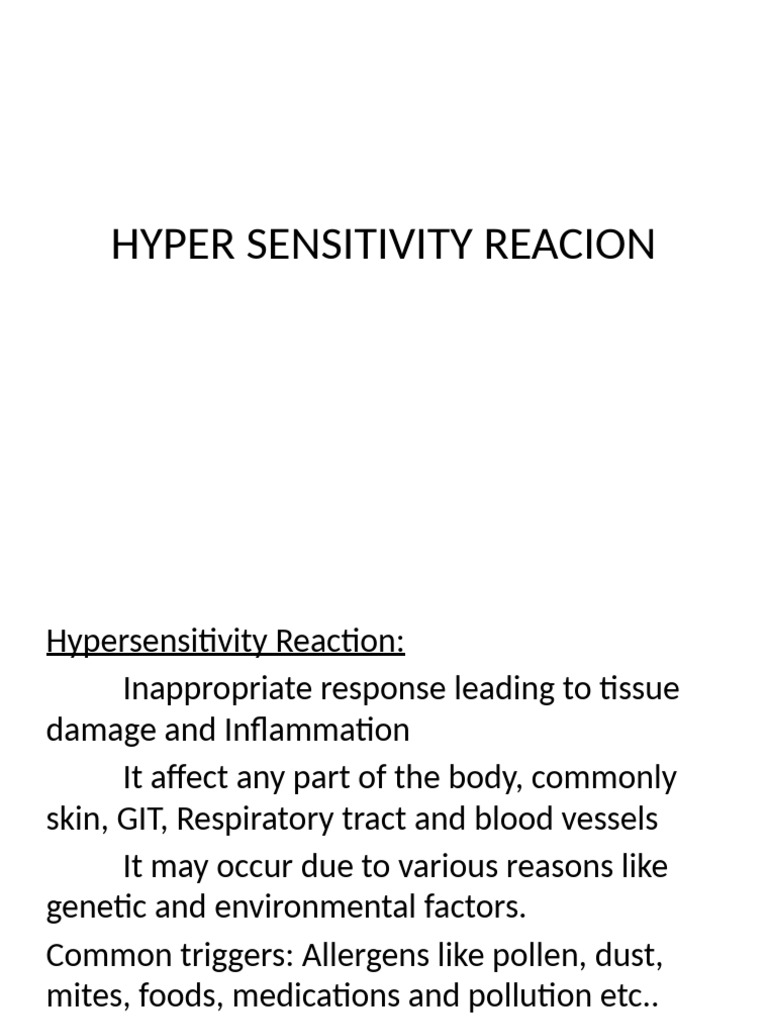 Hypersensitivity Reaction | PDF | Allergy | Immune System