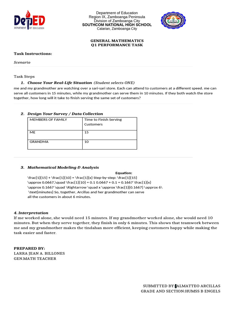 General Math Performance Task Guide | PDF | Mathematics | Applied ...