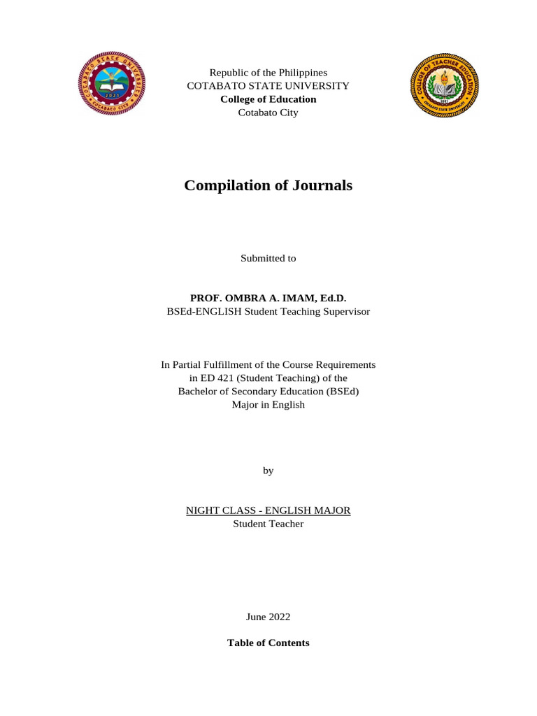 Night Class Journals - Final Output | PDF | Lesson Plan | Teachers