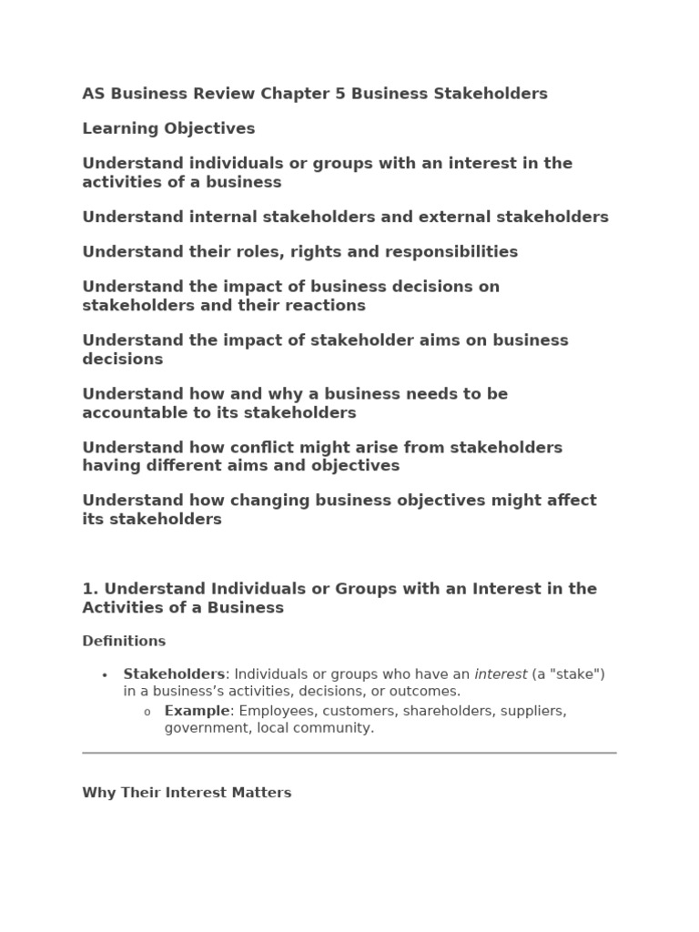 Understanding Business Stakeholders | PDF | Stakeholder (Corporate ...