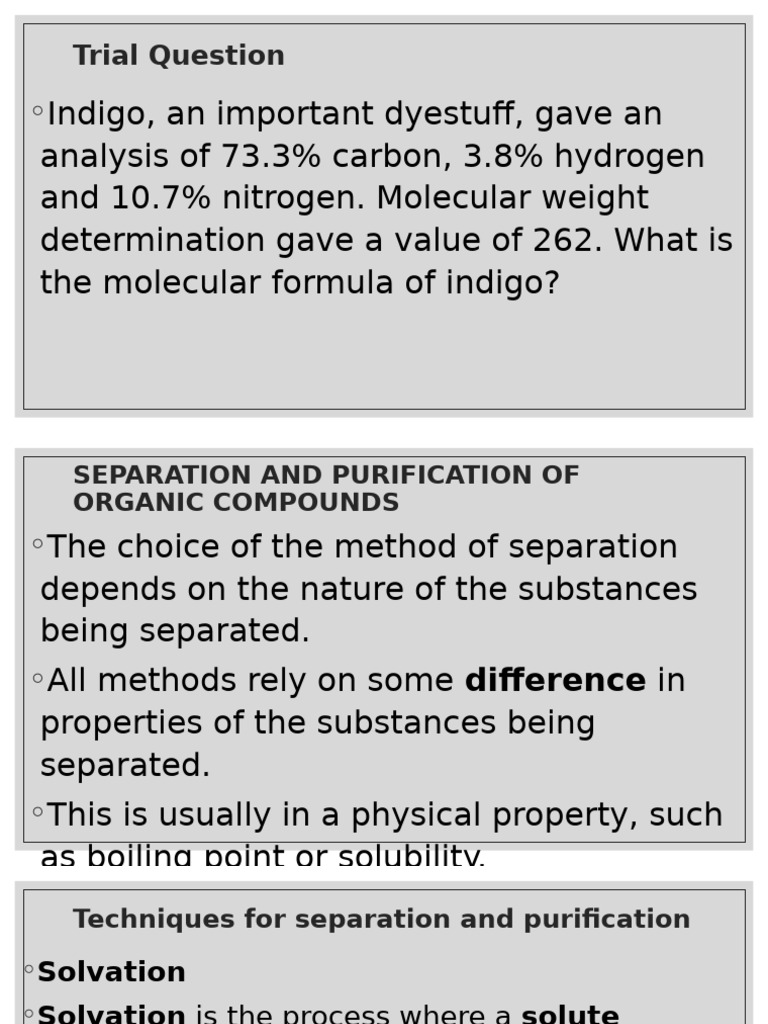 Separation and Purification of Organic Compounds | PDF | Filtration ...