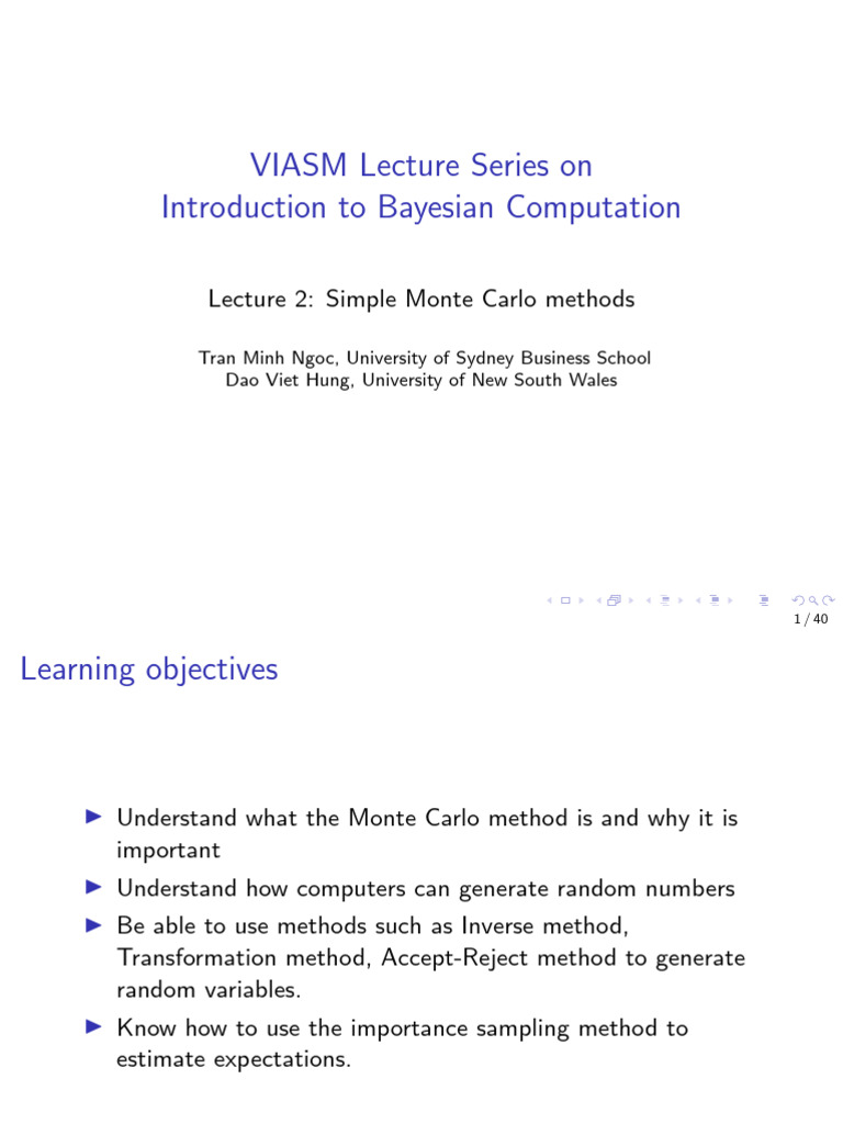 Introduction To Bayesian Computation Lecture02 | PDF | Monte Carlo ...