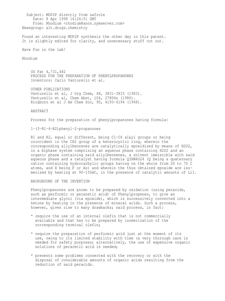 Mdp2p Patent | PDF | Catalysis | Hydrogen Peroxide
