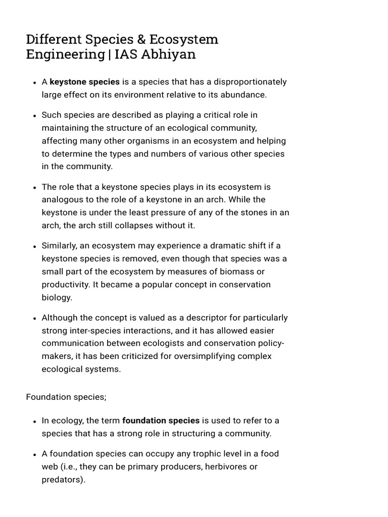 Keystone vs. Foundation Species | PDF | Ecology | Conservation Biology