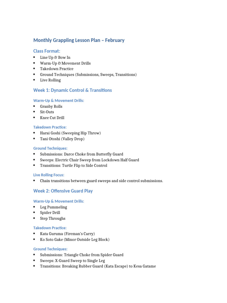 February Grappling Lesson Plan | PDF