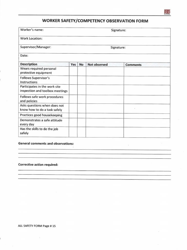 Competency Observation | PDF