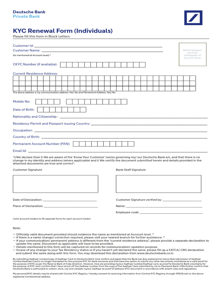 KYC Renewal Form Individual V1 | PDF | Government And Personhood ...