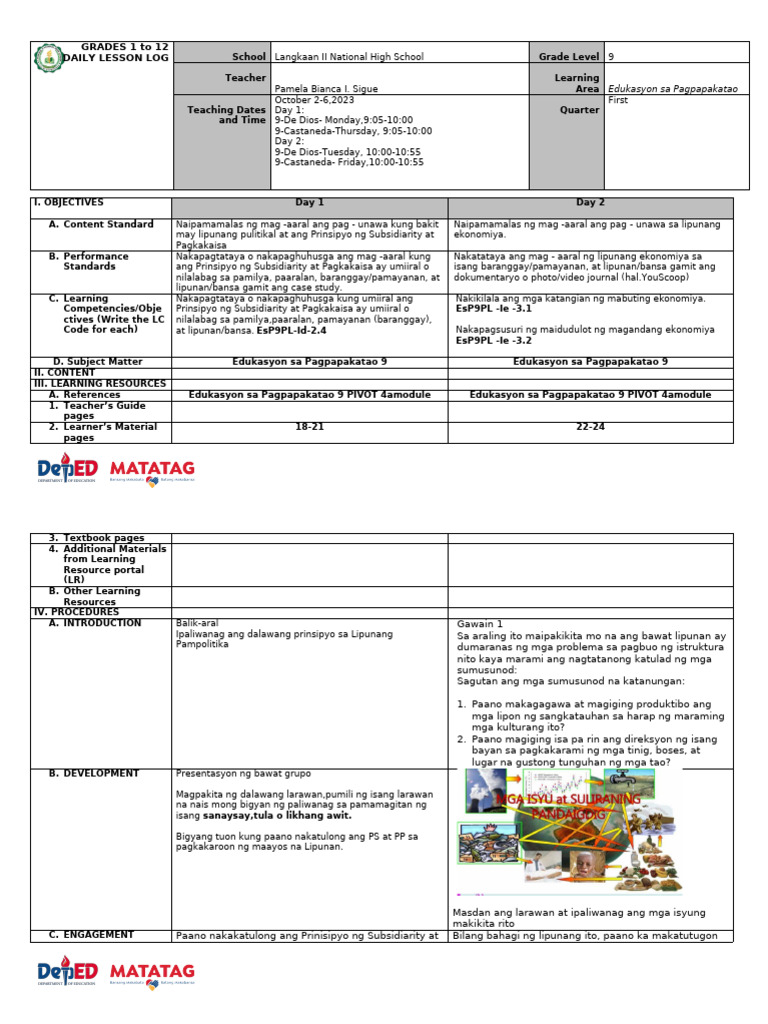 EsP-9-1-6-2023-2024 | PDF