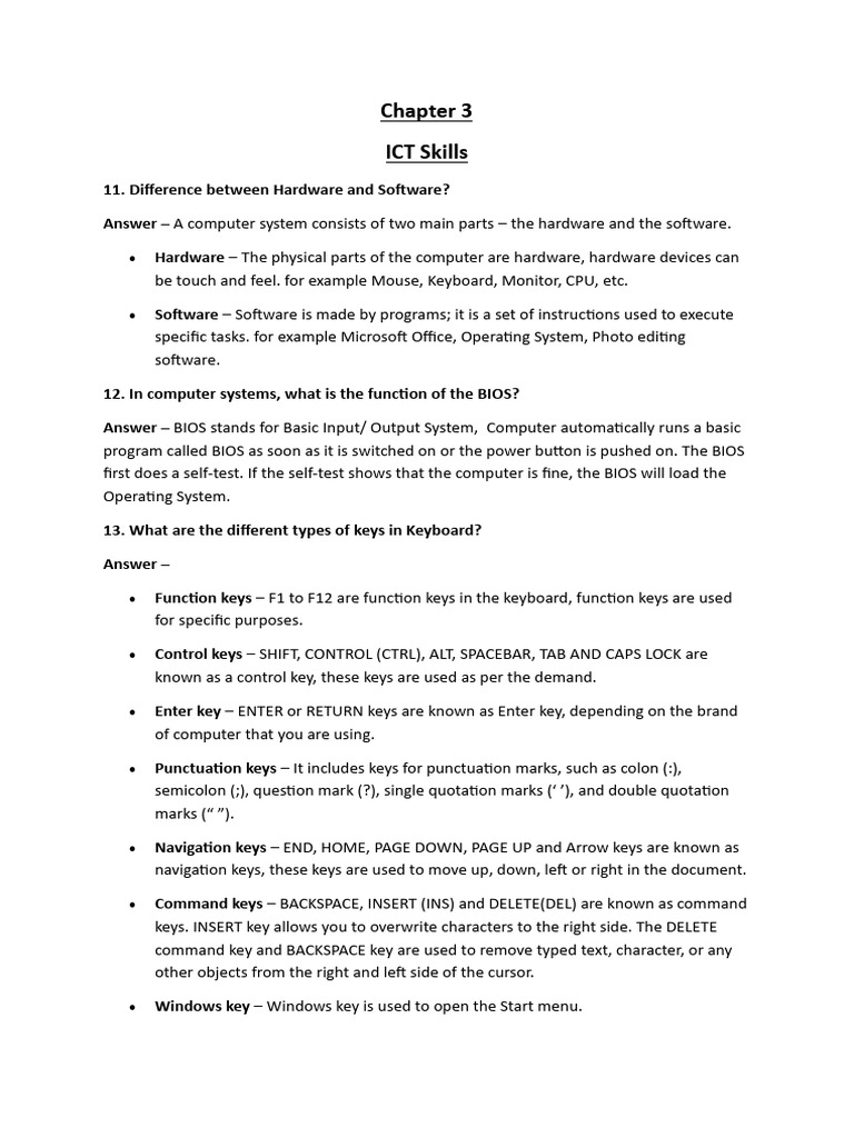Understanding ICT Skills: Hardware, Software, and Email | PDF ...