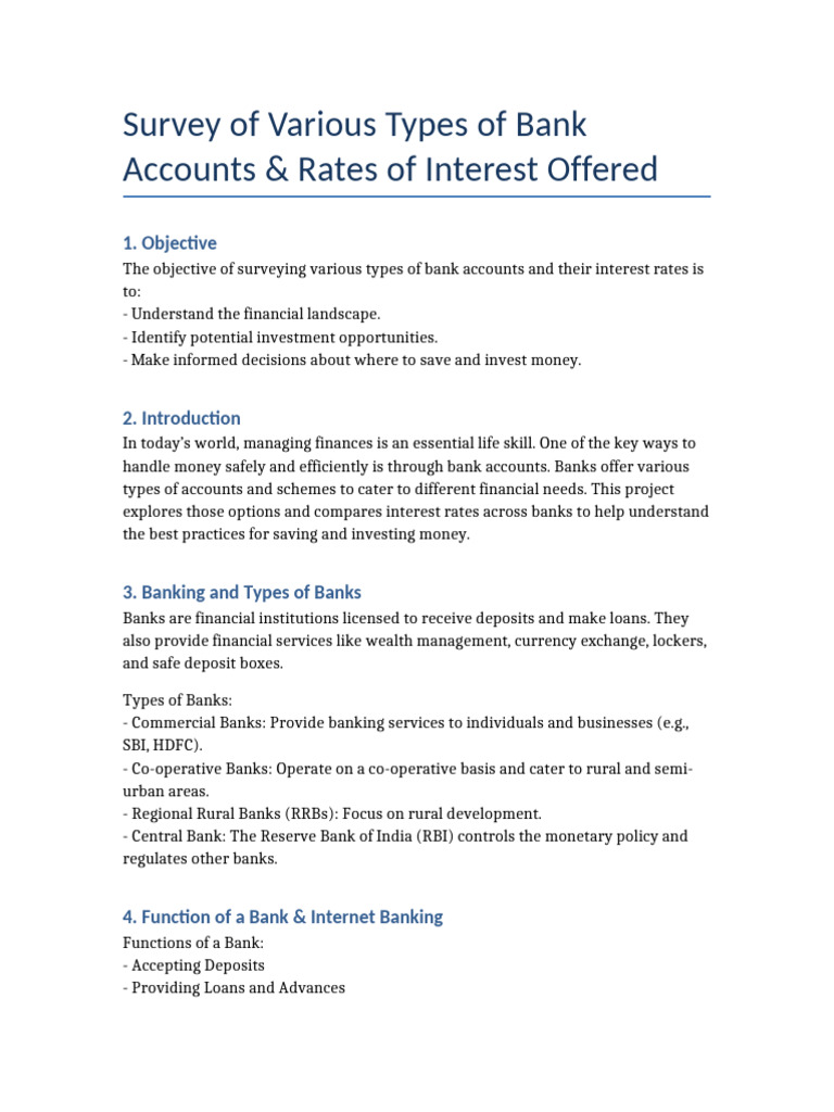 Bank Account Types & Interest Rates Survey | PDF | Banks | Money