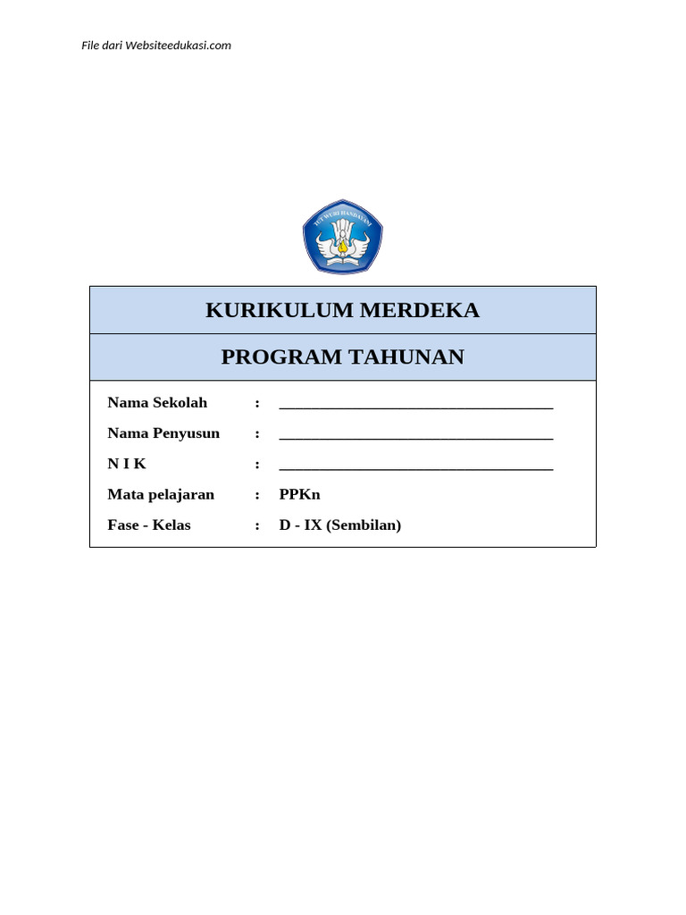 6. Prota Ikm Kelas Ix - Pend. Pancasila (Websiteedukasi.com) | PDF