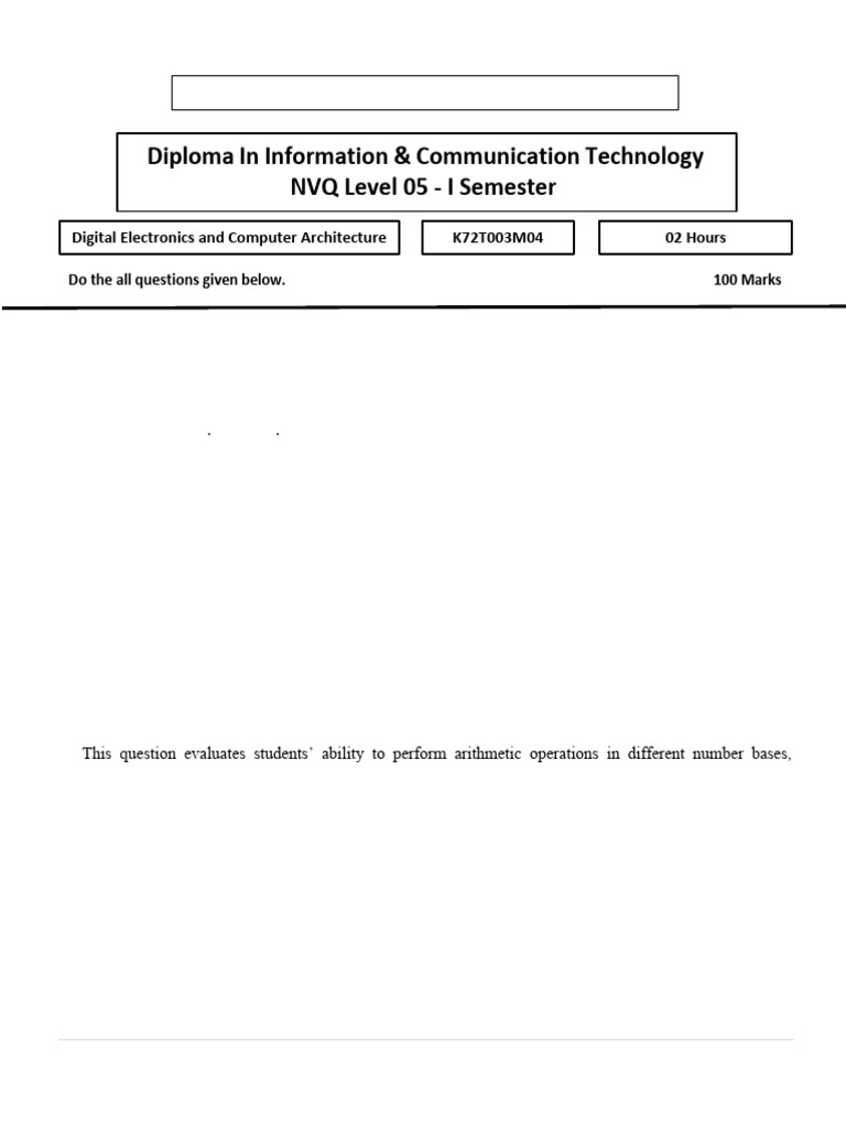 Digital Electronics Exam Questions | PDF | Central Processing Unit ...