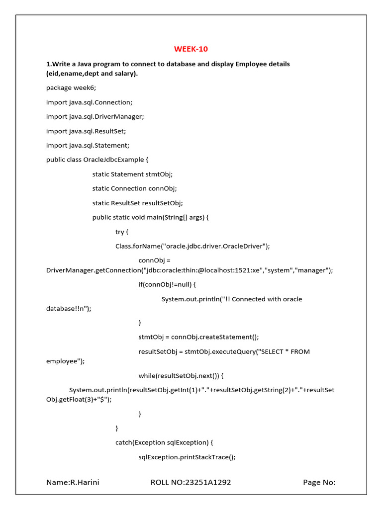 Java Database Operations for Employees | PDF | Sql | Computer Data