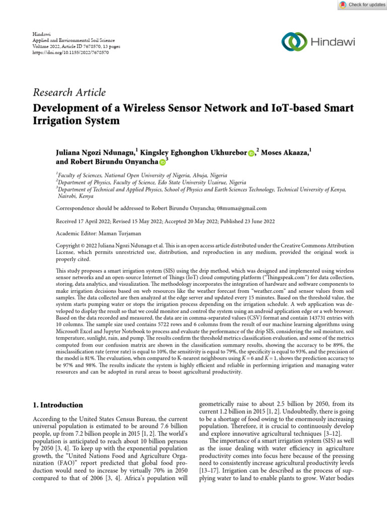Smart IoT-Based Irrigation System Development | PDF | Wireless Sensor ...