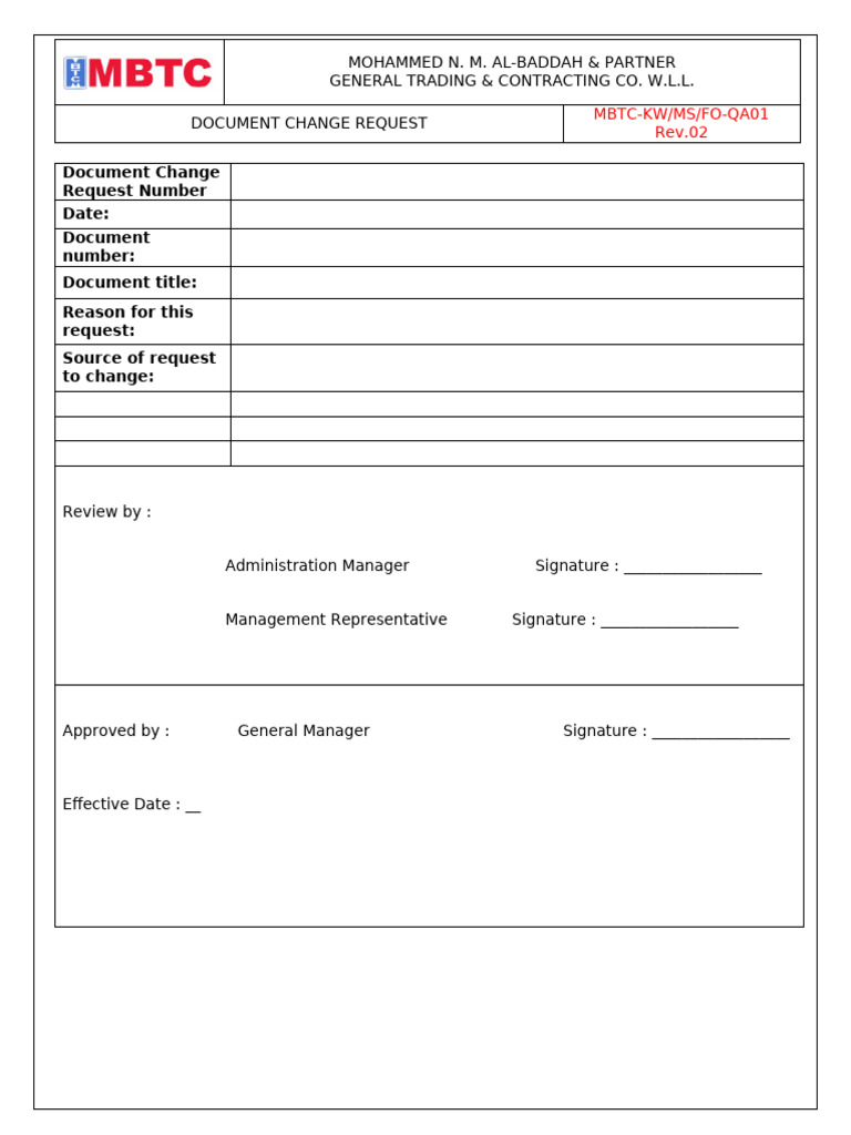 01 - MR - Document Change Request | PDF