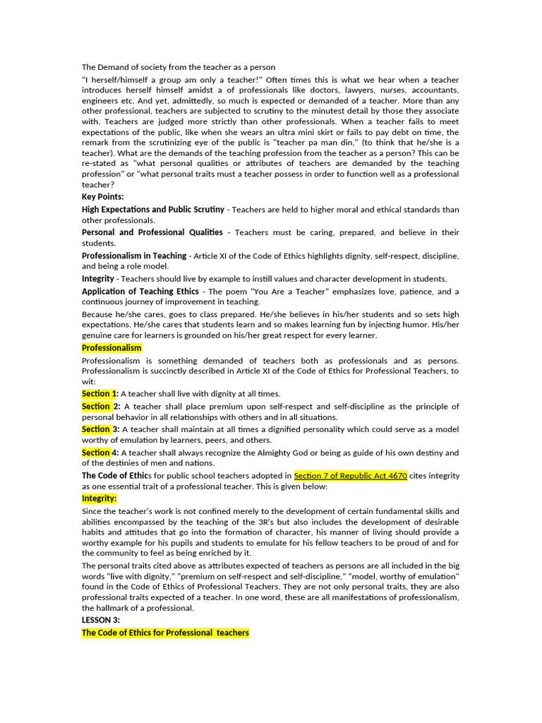 Teacher Expectations and Professionalism | PDF | Teachers | Disciplines