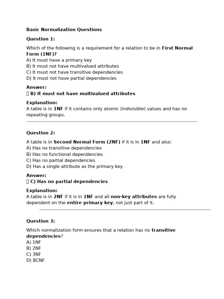 Normalization and Join Quiz Questions D426 | PDF | Table (Database) | Databases