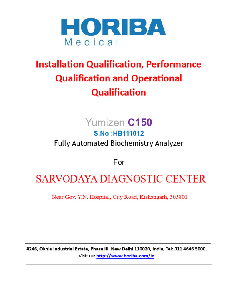 Yumizen C150 Installation Qualification | PDF | Computing